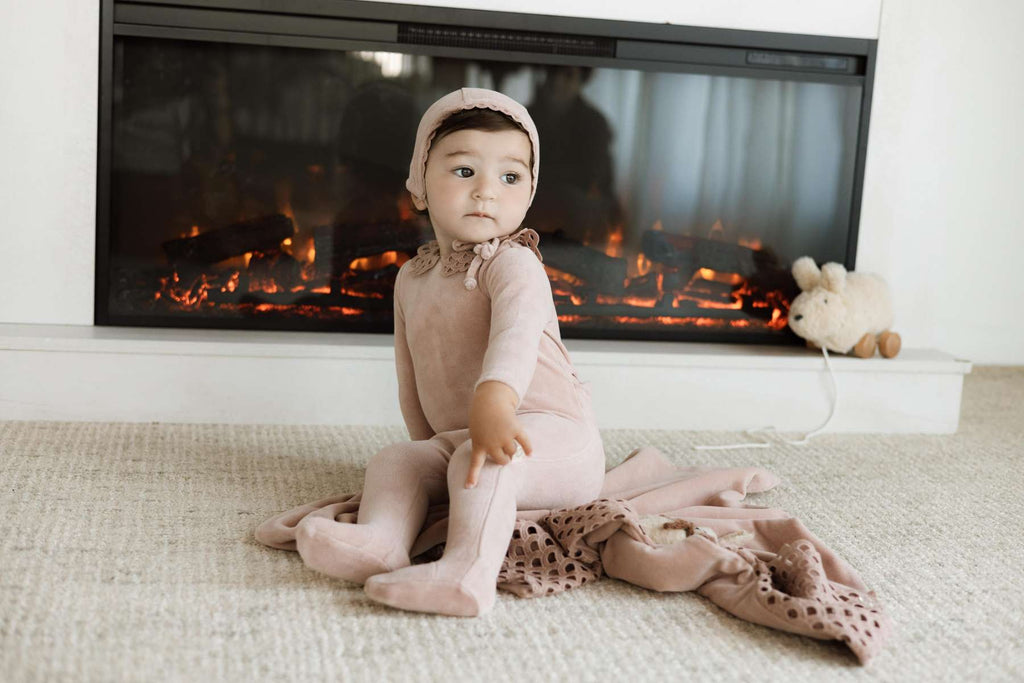 Scalloped Collar Footie - Rose Clay Tonal – Citrine Layette Couture