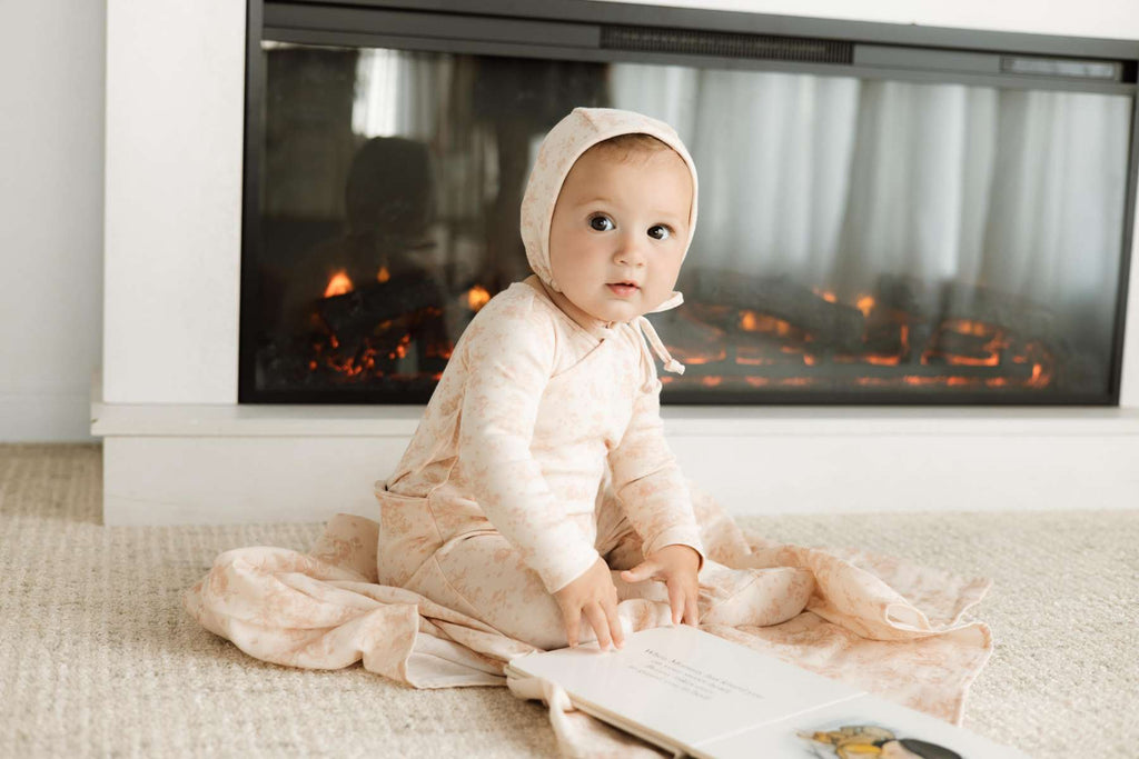 Tonal Floral Footie - Pink Tonal – Citrine Layette Couture
