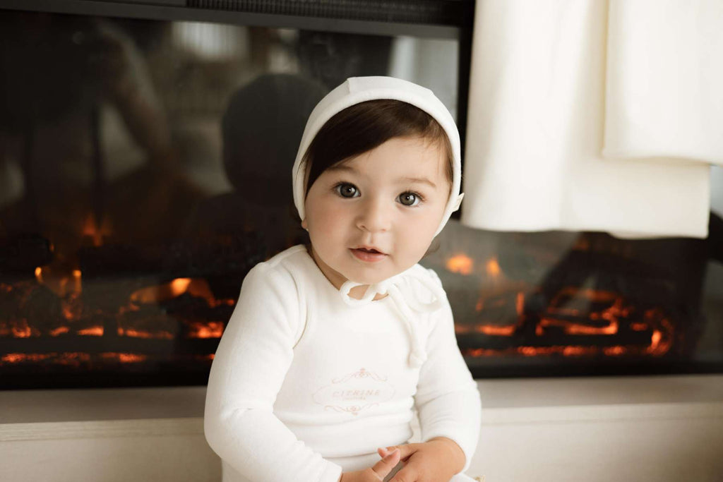 Citrine Frame Footie - White/Rose Clay – Citrine Layette Couture