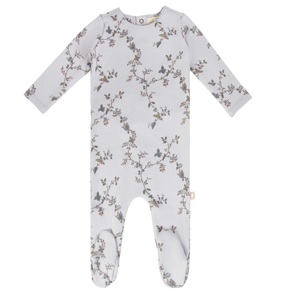 Vines Footie - Cloud Blue – Citrine Layette Couture
