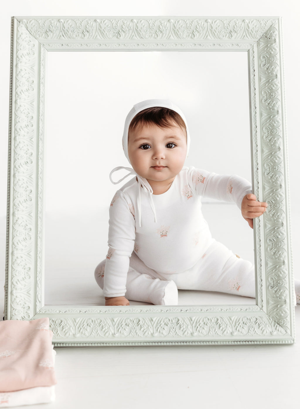 Baby's Breath Footie - White/Misty Rose – Citrine Layette Couture