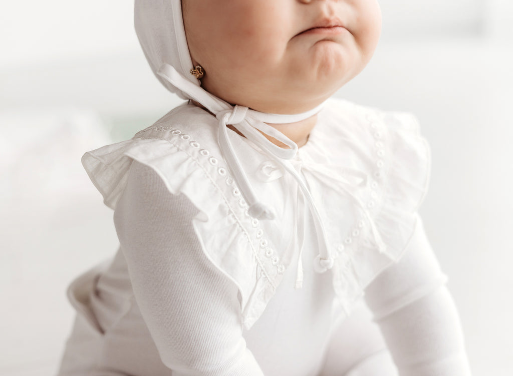 Cape Footie - White – Citrine Layette Couture